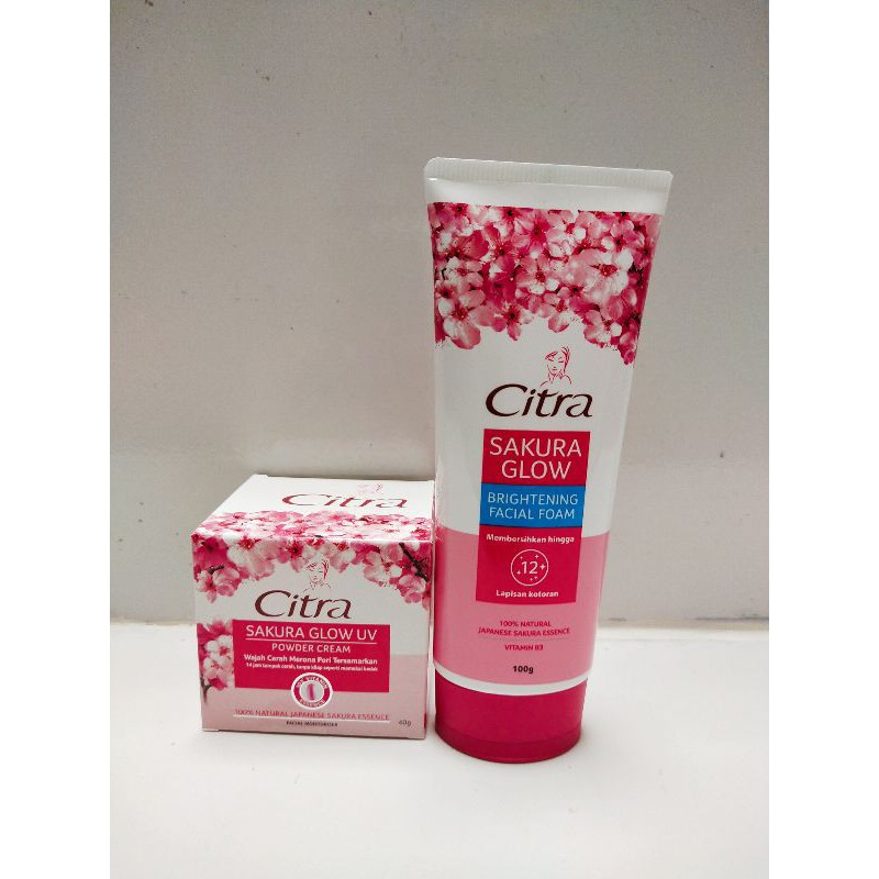 Jual Paket Citra Sakura glow uv Powder cream 40g dan facial foam 100g ...