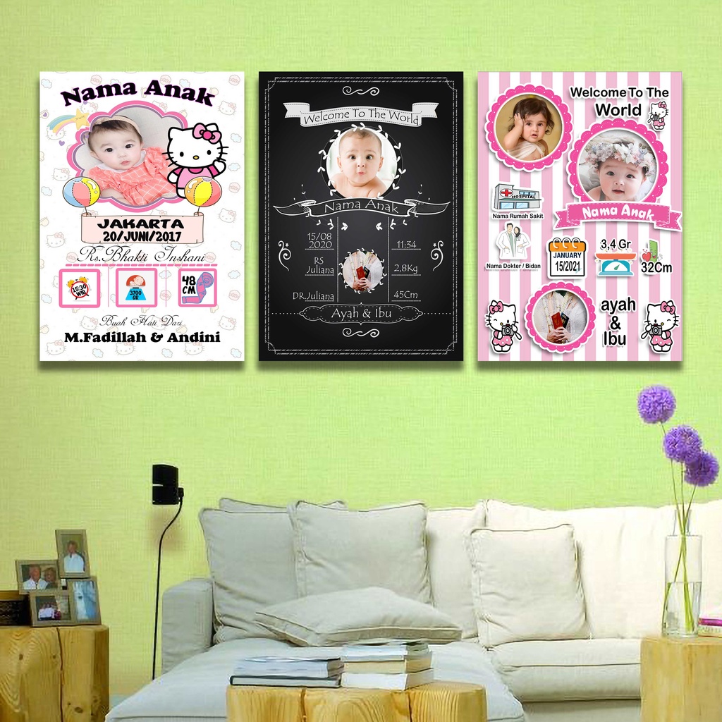 Jual HIASAN DINDING BIODATA BAYI PLUS BINGKAI MEDIA PAPAN MDF 20X30CM / 30X40CM | Shopee Indonesia