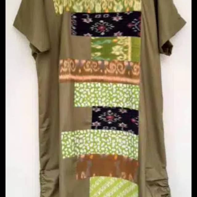 Jual Dress batik Patch tenun Endek Warna Hijau | Shopee Indonesia