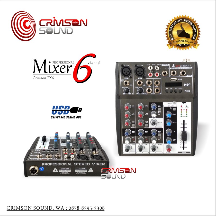 Jual MIXER 6 Channel USB Equalizer CRIMSON FX6 | Shopee Indonesia