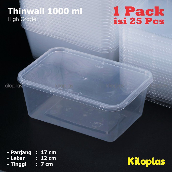 Jual Thinwall 1 Liter Kotak Makanan 1000 Ml Kotak Makan Kotak