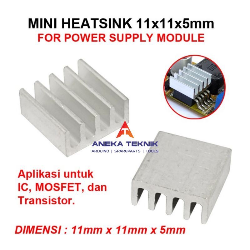 Jual Mini Heatsink Aluminium Pendingin 11 x 11 x 5mm IC Modul Power ...