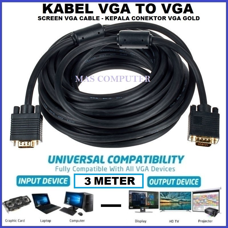 Jual INDO BESTLINK Kabel VGA 3Meter Gold / Kabel VGA 3Meter / Kabel VGA TO VGA 3 Meter | Shopee ...