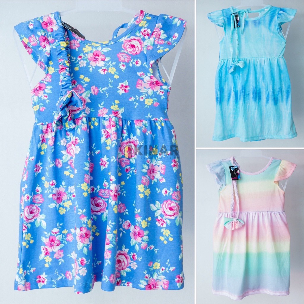 Baju Dress Anak BUNGA Flower TIE DYE Rainbow PELANGI Bahan Kaos Katun ...