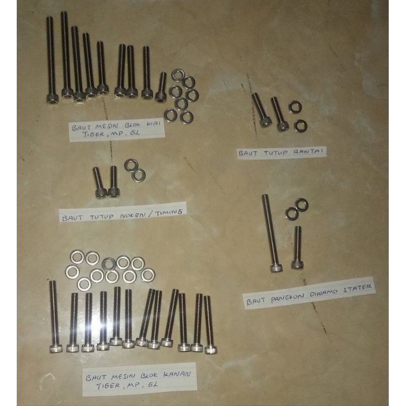 Jual Baut L set blok mesin tiger,mp,gl (stenlies100%) | Shopee Indonesia