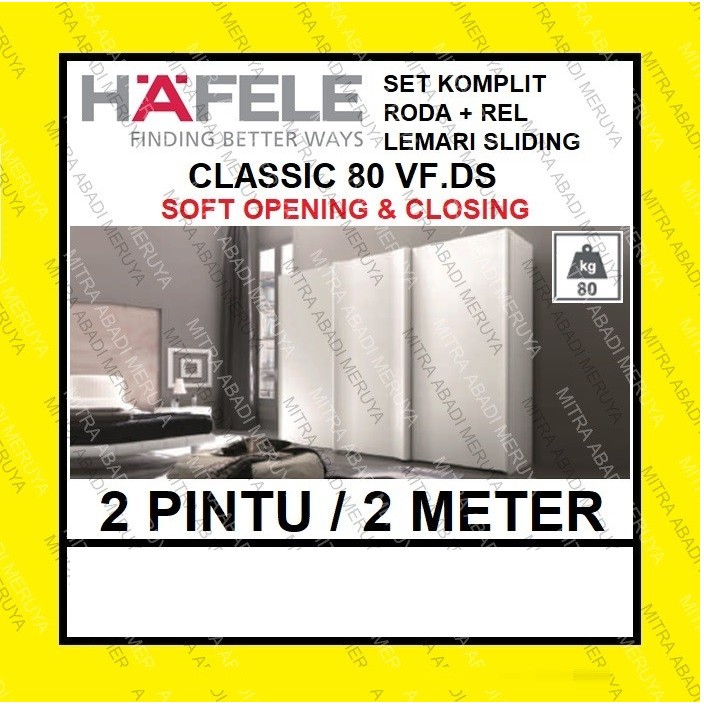 Jual Hafele Classic 80 VF DS 2 Pintu 2M Rel Sliding Lemari Wardrobe ...