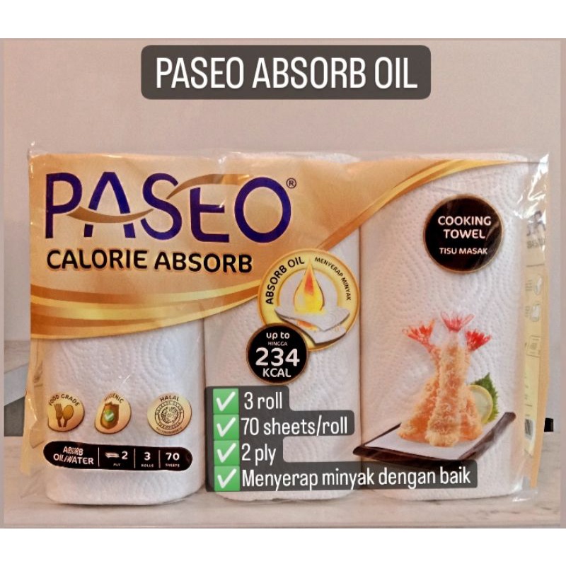 Jual Tissue PASEO ABSORB OIL 3 Roll/tissue dapur/tissue minyak | Shopee ...