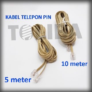 Jual kabel telepon 2m 5m 10m kabel telpon 2 meter+jack pin rj11 isi 4 ...