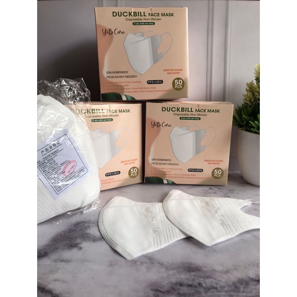 Jual Masker Duckbill Putih Facemask Garis Hidung - Dukbil Putih Isi 50 ...