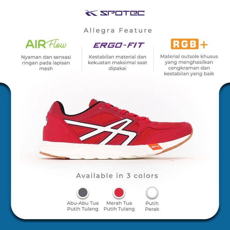 Jual SPOTEC Sepatu Running Allegra Merah Tua - Putih Tulang | Shopee ...