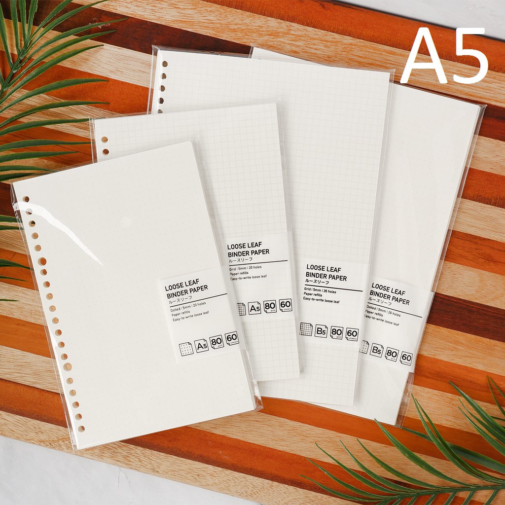 Loose Leaf Binder Paper A5 20 Ring 60Lembar Kertas Tulis Catatan File