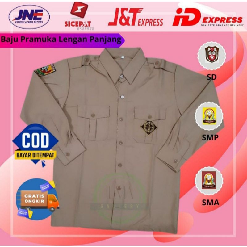 Jual baju seragam sekolah baju Pramuka lengan panjang coklat kuning dan coklat susu SD SMP SMA ...