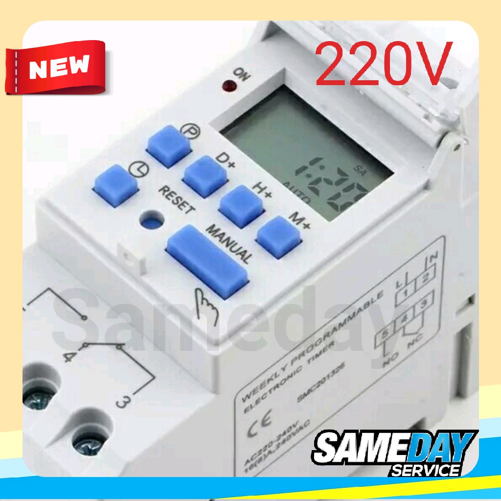Digital Timer Switch 220V Pengatur On Off Otomatis MCB Box Din Rail ...