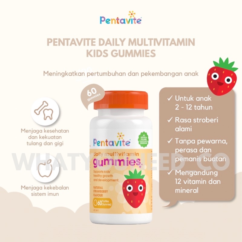 Jual Pentavite Multivitamin Gummies (isi 60) untuk usia 2-12tahun ...