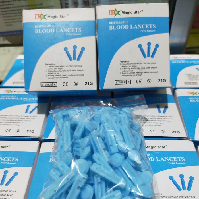 JARUM BEKAM ISI 100 PCS STERILE MAGIC STAR DISPOSABLE BLOOD LANCETS ...