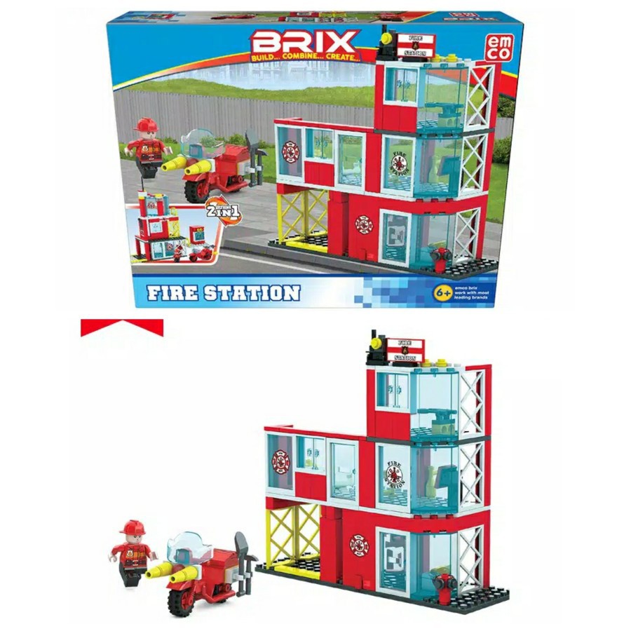 Jual Emco Brix Fire Station 2in1 Fireman Series Original Emco Brick ...