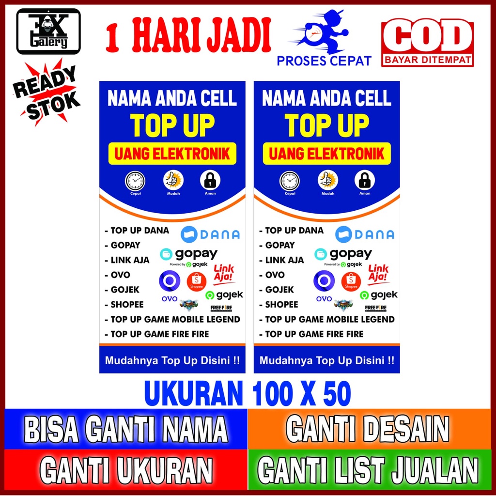 Jual (TERMURAH) SPANDUK BANNER KONTER, TOP UP GAME, SPANDUK GAME ...