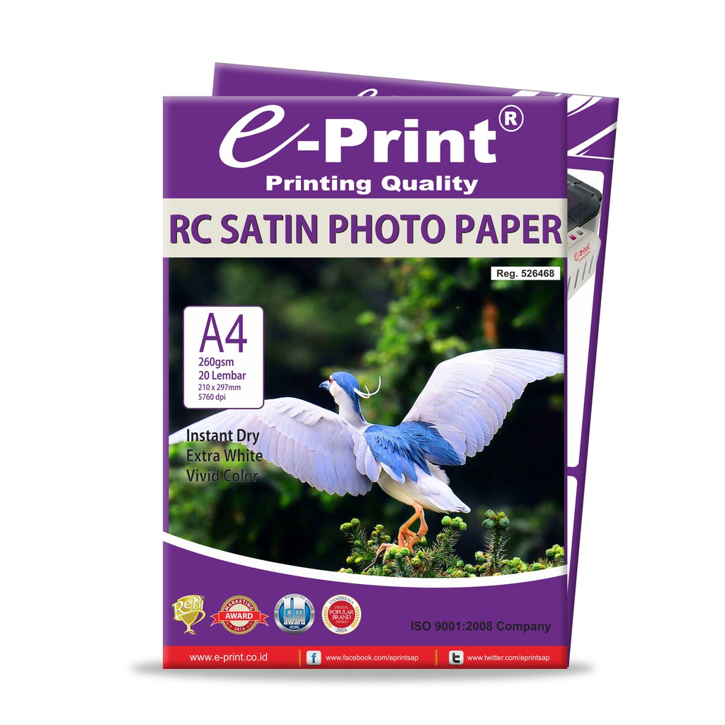 Jual Kertas Foto RC Satin A4 260gsm Photo Paper e-Print | Shopee Indonesia