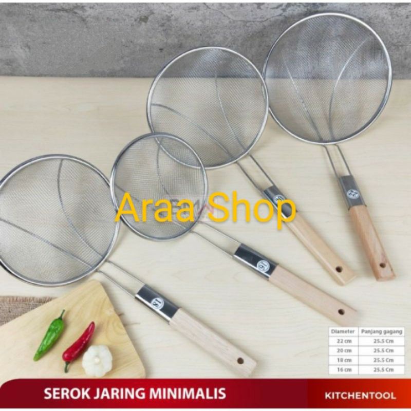 Jual Serok Saringan Stainless Steel Jaring Minimalis Gagang Kayu Kuat ...