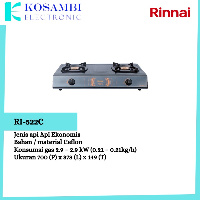 Jual Rinnai Kompor Gas RI522C (2 Tungku) | Shopee Indonesia