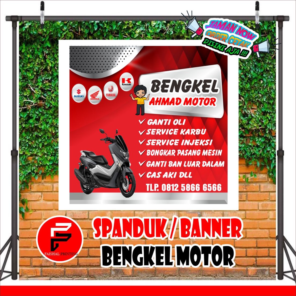 Jual spanduk banner bengkel motor ukuran 1 x 1 meter | Shopee Indonesia