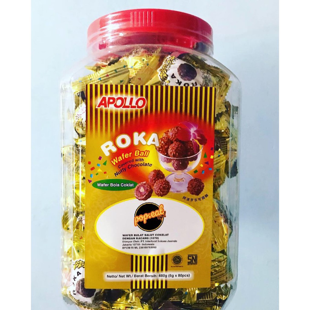 Jual Coklat Roka Apollo Wafer Ball Toples Isi 80 Pcs ( 6g x 80 pcs ...
