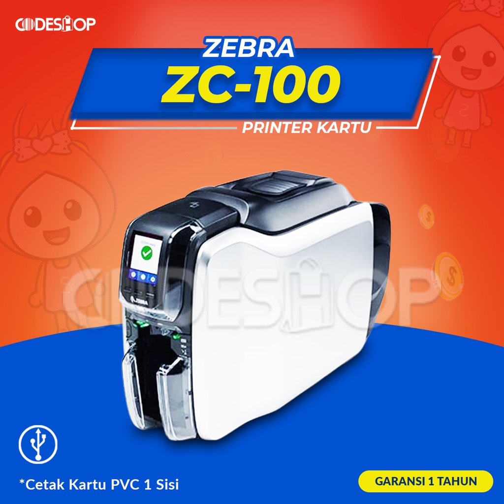 Jual ID Card Printer Zebra ZC100 - Cetak Kartu Satu Sisi 300 DPI | Shopee Indonesia