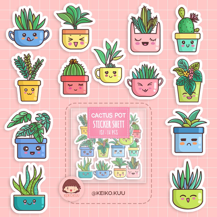 Jual STIKER KAKTUS POT AESTHETIC TERMURAH | Shopee Indonesia