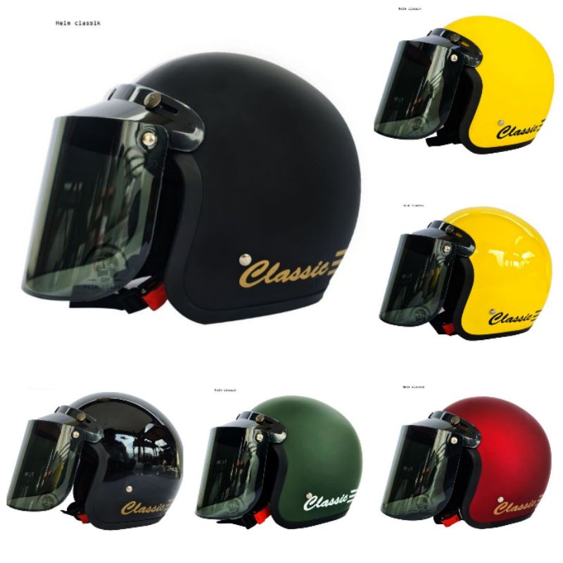 Jual HELM BOGO motif garis clasik bisa kaca datar ataupun cembung ...