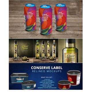 Jual template desain mockup kemasan packaging wadah kaleng botol ...