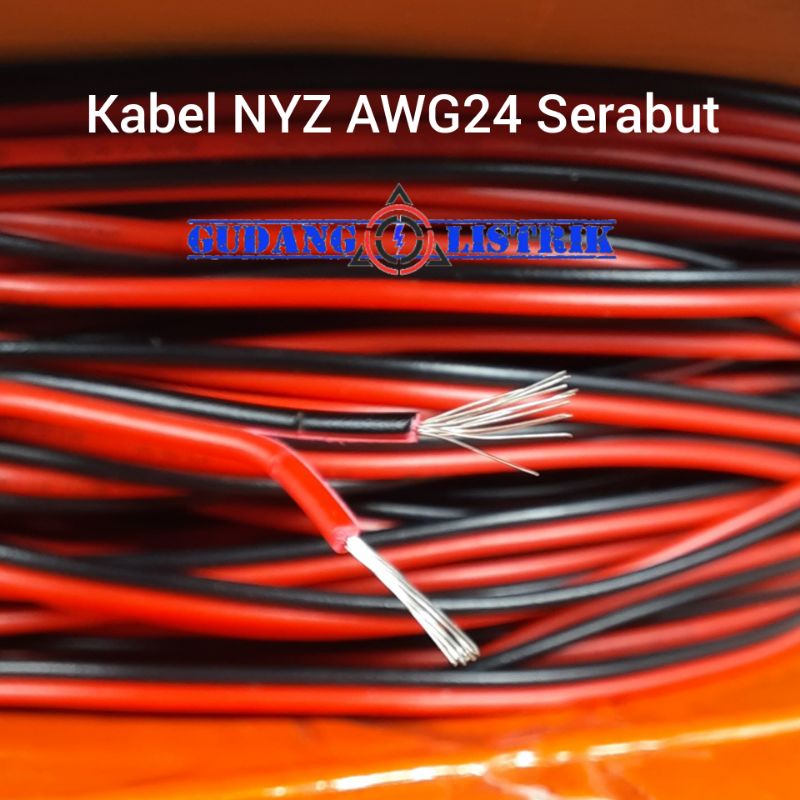 Jual Kabel Serabut NYZ 2 Jalur AWG24 Tinned Cooper Tembaga Putih Permeter | Shopee Indonesia