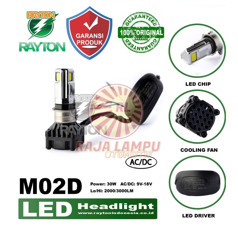 Jual Lampu Depan RTD M02D Warna Biru 35w 3 sisi mata LED RAYTON HEAD ...