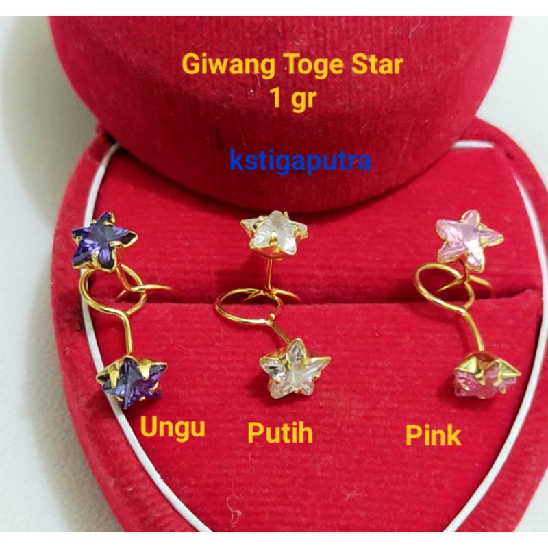 Jual Giwang Toge Star Perak 925 Lapis Emas 24 K | Shopee Indonesia