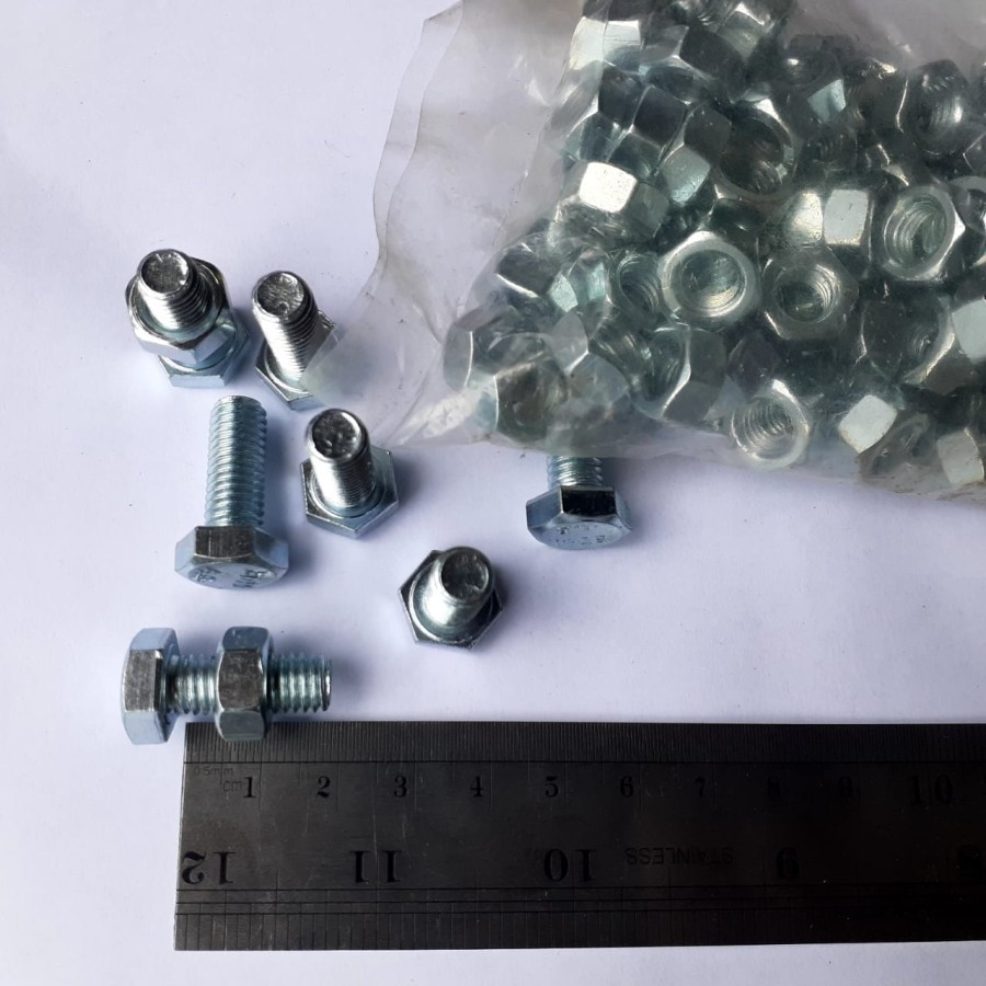 Jual BAUT MUR M8 X 20 PUTIH BMP M8X20 PANJANG 2CM 2 CM KUNCI 13 GALVANIZ GALVANIS | Shopee Indonesia