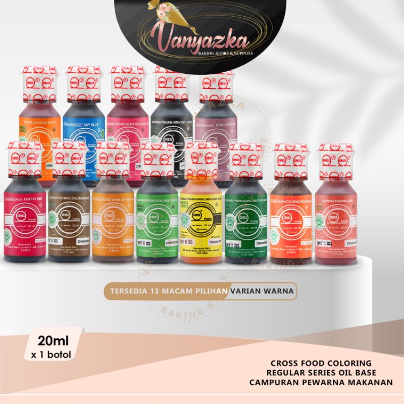 Jual Pewarna Cross/Food Coloring/Pewarna Makanan Cair Halal Cross 20ml ...