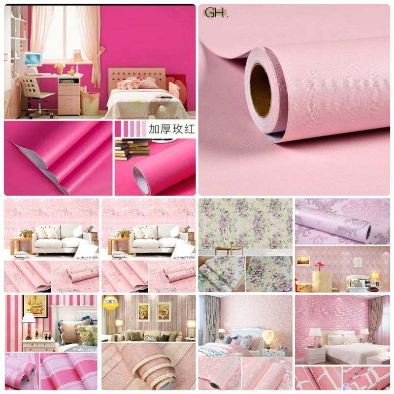 Jual Wallpaper Dinding Sticker Dinding Pink Fanta Polos Pastel Mewah ...