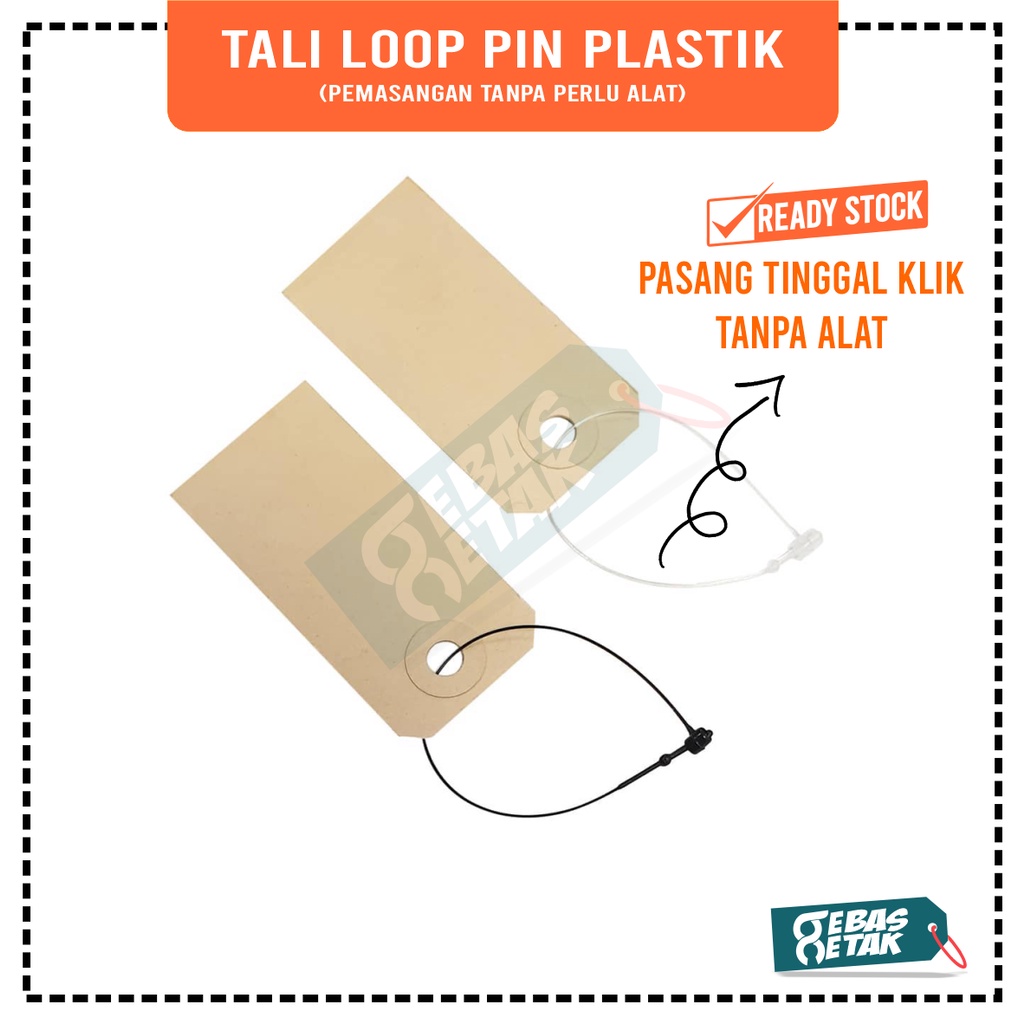 Jual 100 PCS - TALI HANGTAG PLASTIK MURAH LOOP PIN HANG TAG LABEL BAJU ...