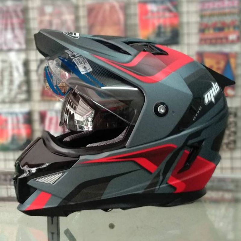 Jual HELM MDS SUPER PRO MOTIF 2 ALLUMUNIUM GREY MATT RED BLACK MDS ...