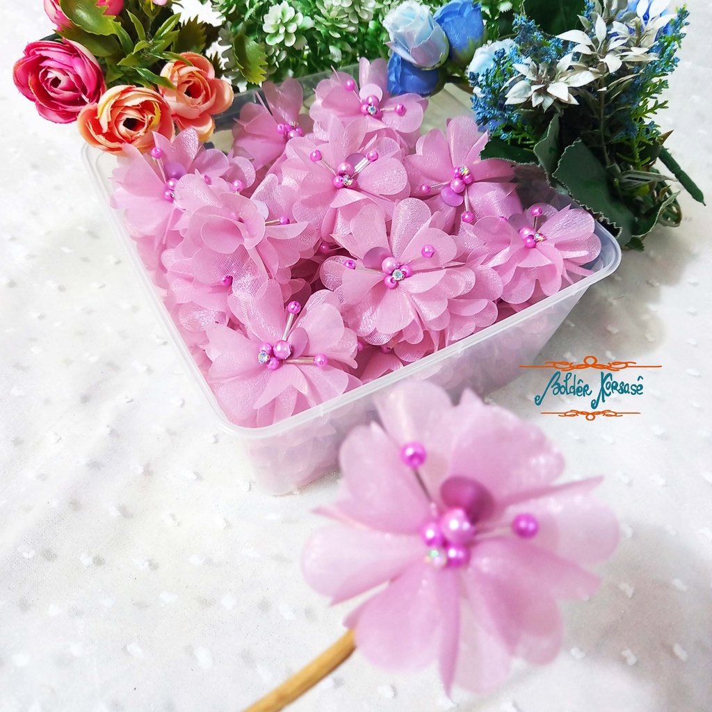 Jual Bunga Lopi Aplikasi Bunga Organza 3D , Bunga 3D Organsa LOPI ...