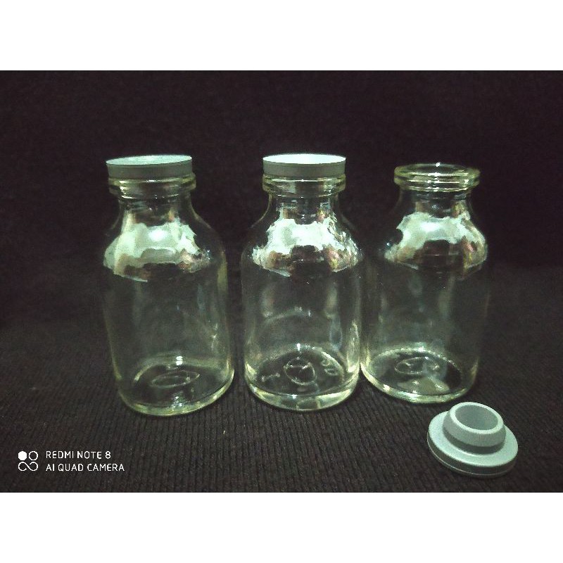 Jual Botol vial 20 ml/botol kaca mini vial tebal + tutup rubber stopper ...