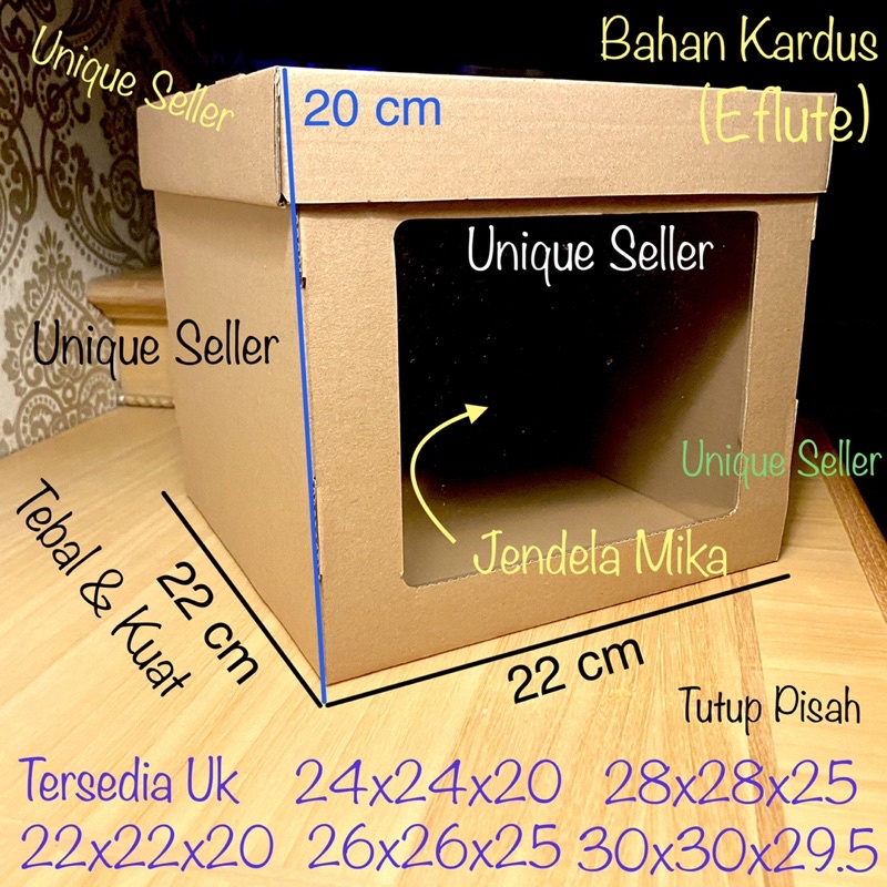Jual Dus Kotak Box Tart Cake Tinggi 22x22x20 EFLUTE / Dus Box Kotak Kue ...
