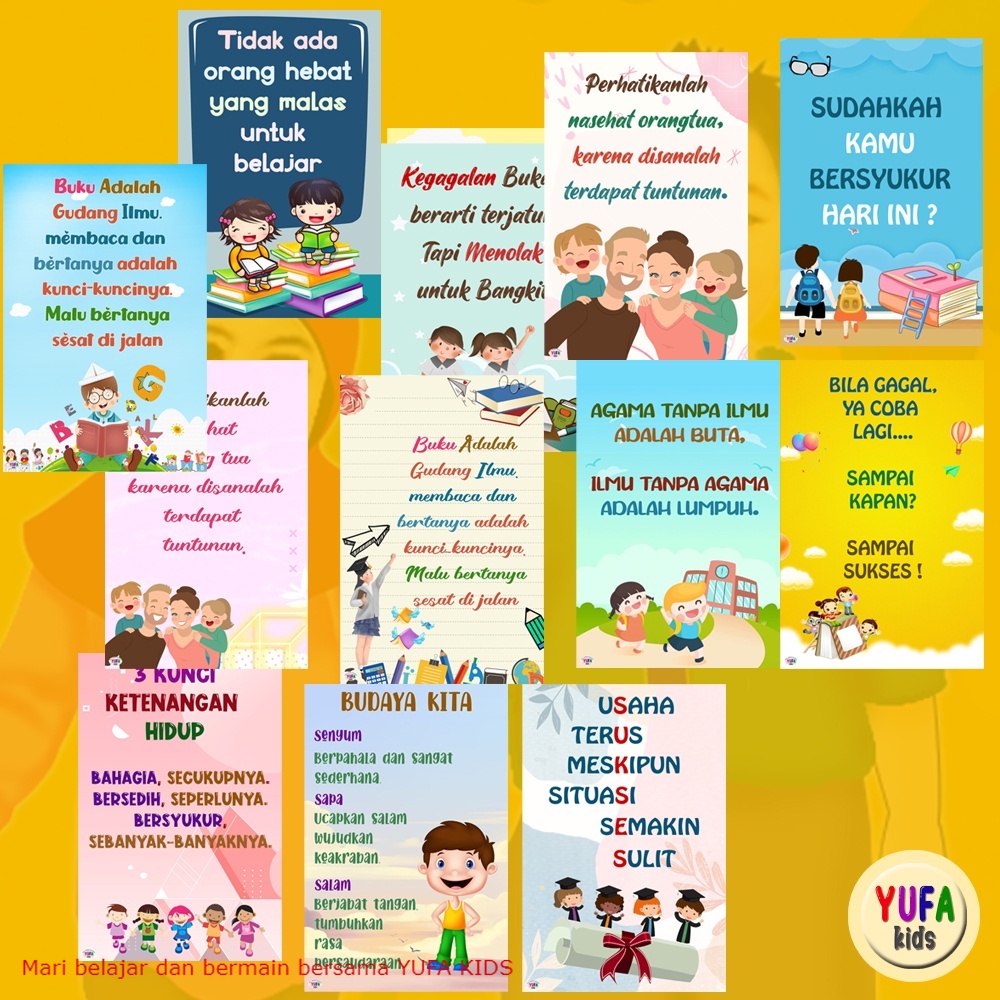 Jual 135 Poster motivasi anak hiasan dinging kamar - hiasan kelas ...