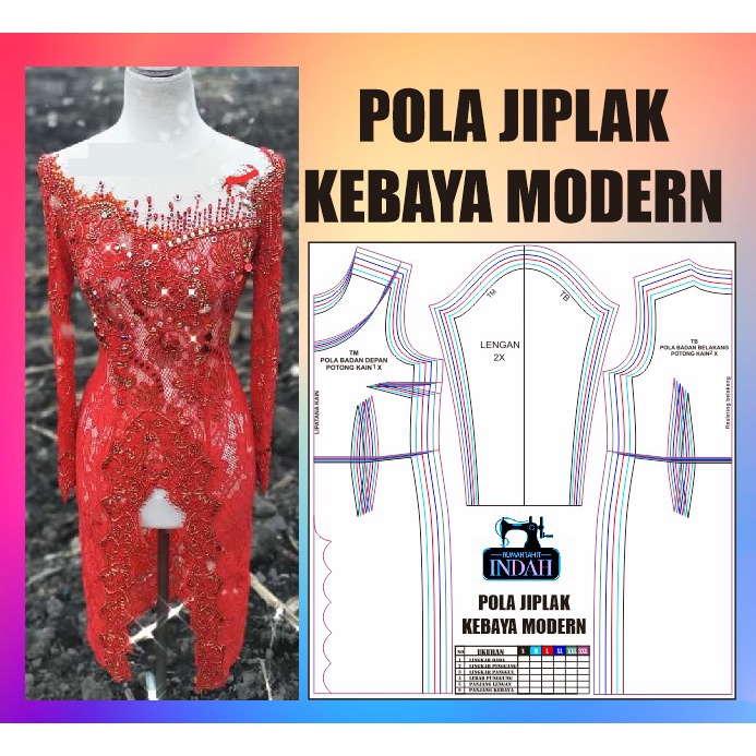 Jual Pola Jiplak Pola Kebaya Modern Kupnat Samping ukuran S-3XL | Shopee Indonesia