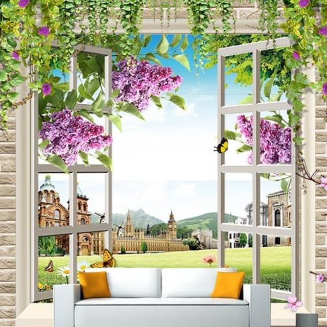 Jual Wallpaper costum 3D bunga jendela | Shopee Indonesia