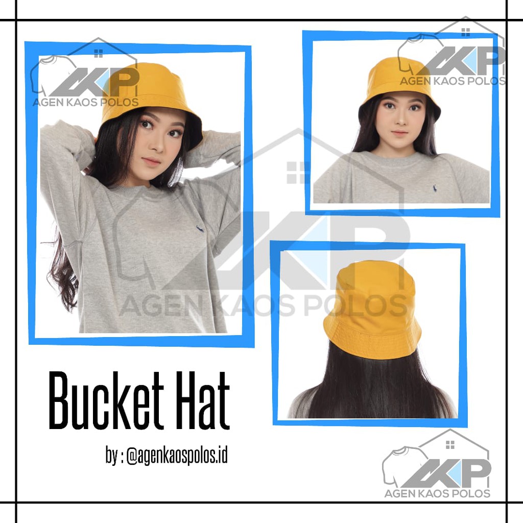 Jual Topi BUCKET HAT Polos KUNING MUSTARD Kualitas Premium | Bucket Hat 2 WARNA Bolak Balik PRIA ...