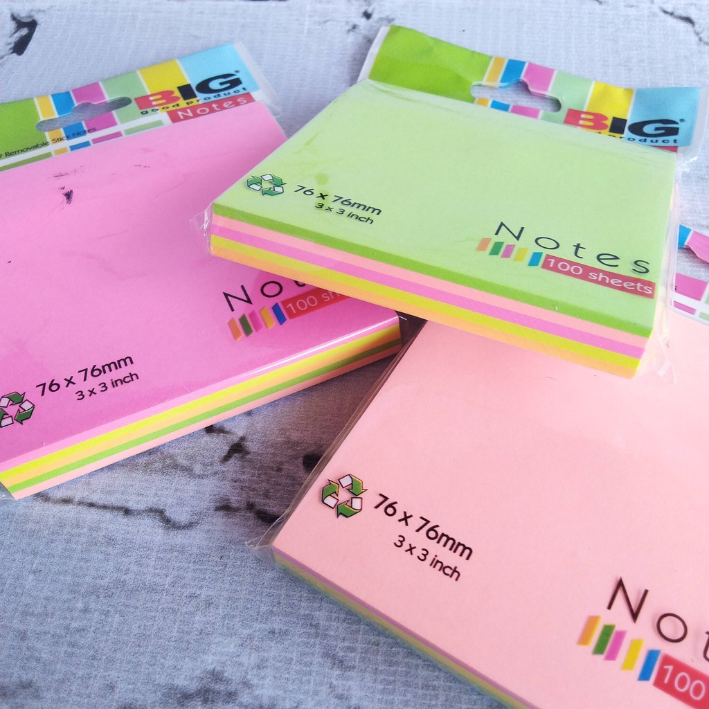 Jual Sticky Notes Pembatas Memo Polos Ukuran 7,6 x 7,6cm Besar | Shopee ...
