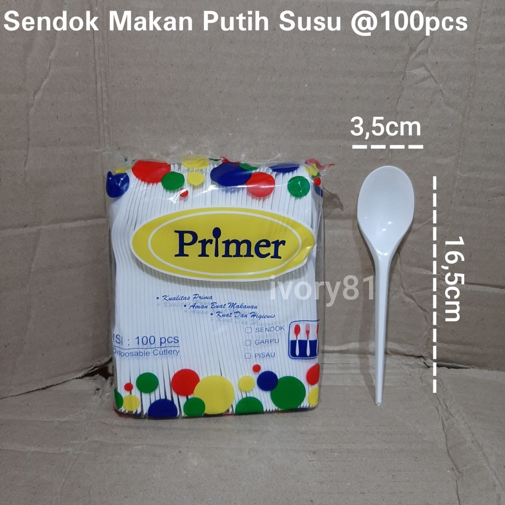 Jual Sendok makan putih susu bening / sendok es / sendok warna / sendok ...