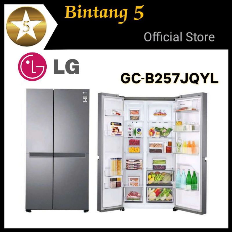 Jual KULKAS SIDE BY SIDE LG GCB257JQYL LG kulkas 2 pintu inverter gc-b257jqyl lemari es LG 643 L ...