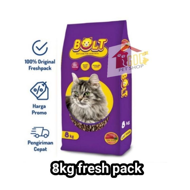 Jual bolt cat 8kg bentuk ikan-makanan kucing bolt 8kg fress pack ...