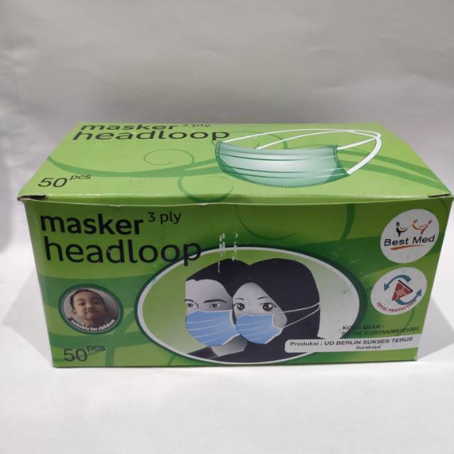 Masker Headloop Hijab Best Med Box (HIJAU) | Shopee Indonesia
